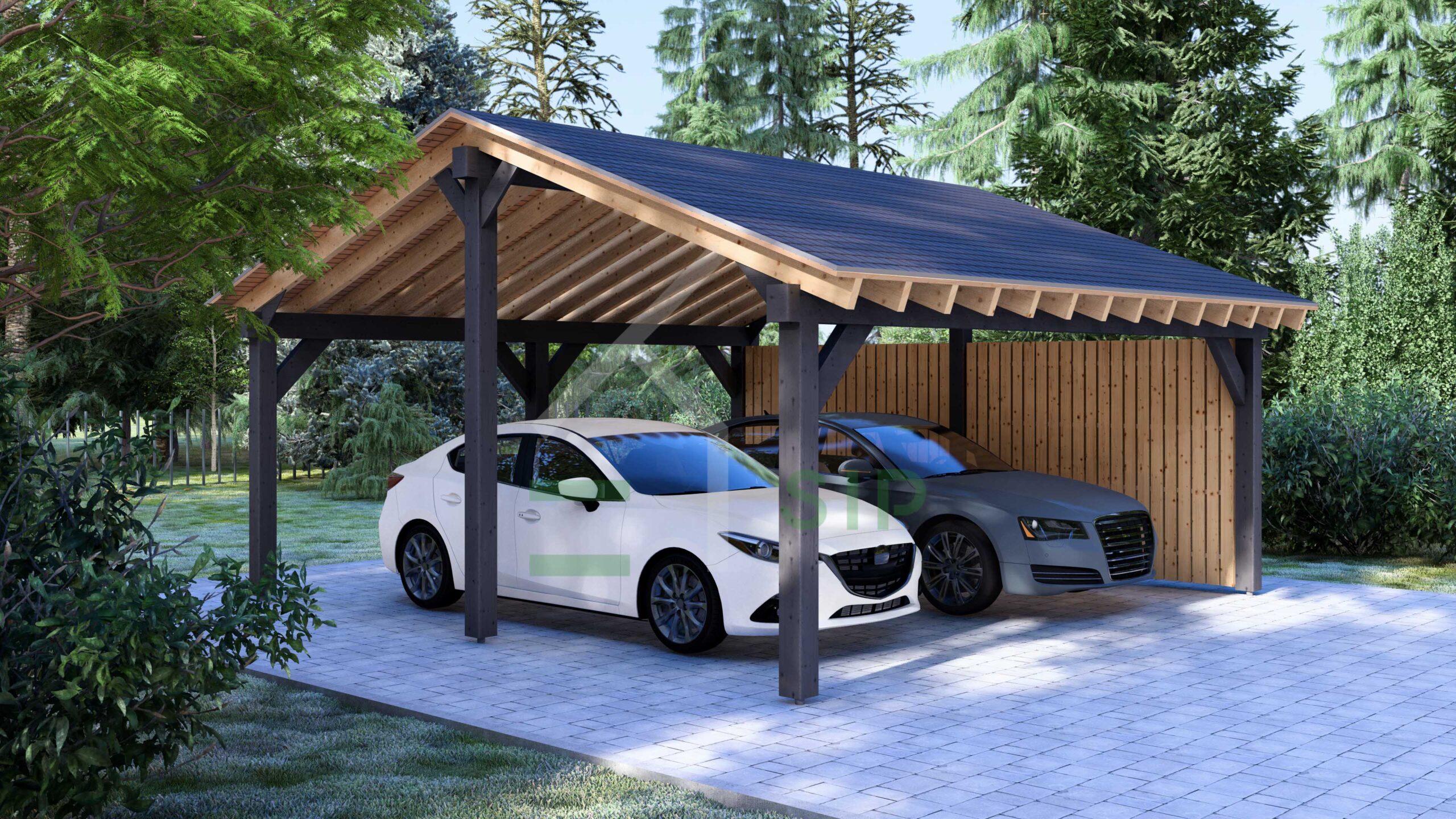 Medinė automobilio stoginė Katalėja, 6 x 6, 36m² | Sipnamelis.lt